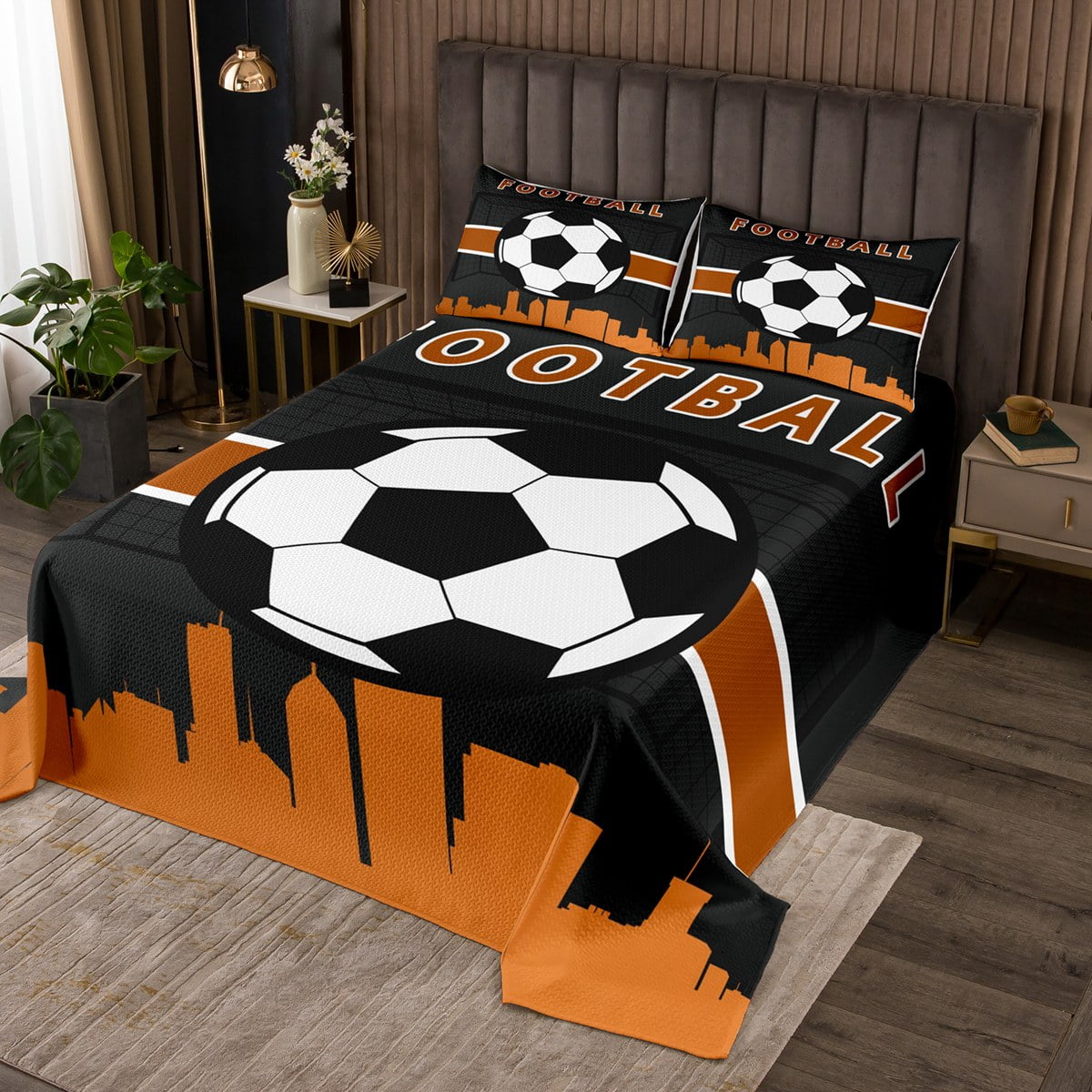 Erosebridal Gaming King Quilt Set Bedroom Football Soccer Coverlet Set ...