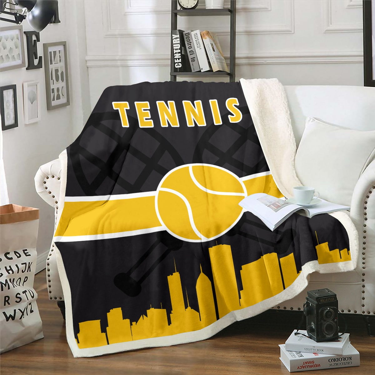 Erosebridal Gaming Throw Blanket for Couch Bedroom Tennis Sherpa ...