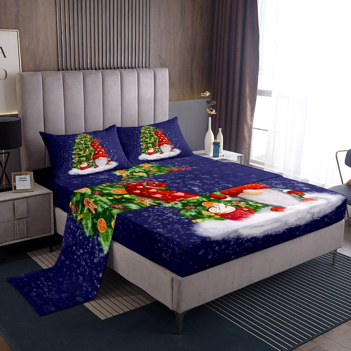 Erosebridal Christmas Bed Sheets Full Size,Gnome Christmas Tree Sheet ...