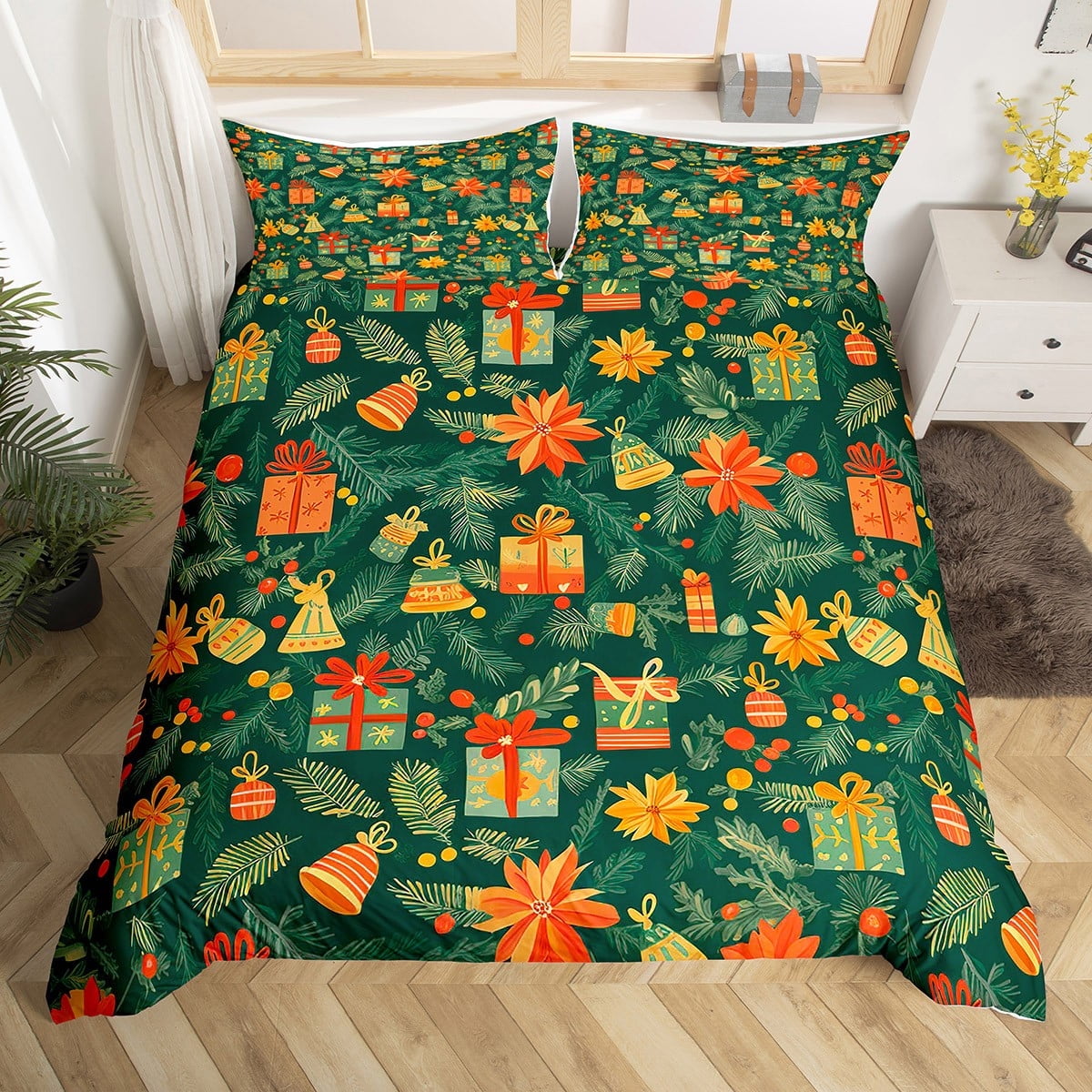 YST Christmas Bedding Set Full Size, Vintage Xmas Tree Comforter Set ...
