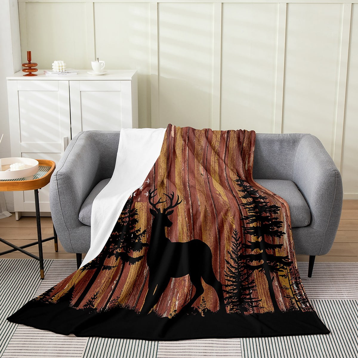 YST Christmas Deer Throw Blanket Throw 50x60 Inch Vintage Lodge Cabin ...