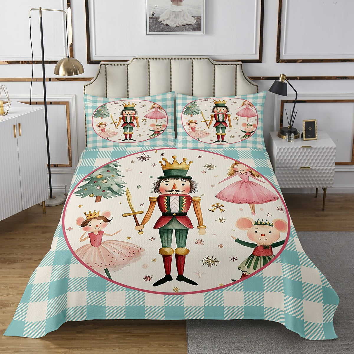 Christmas Nutcracker Coverlet Set King Cartoon Mouse Soldier Princess ...
