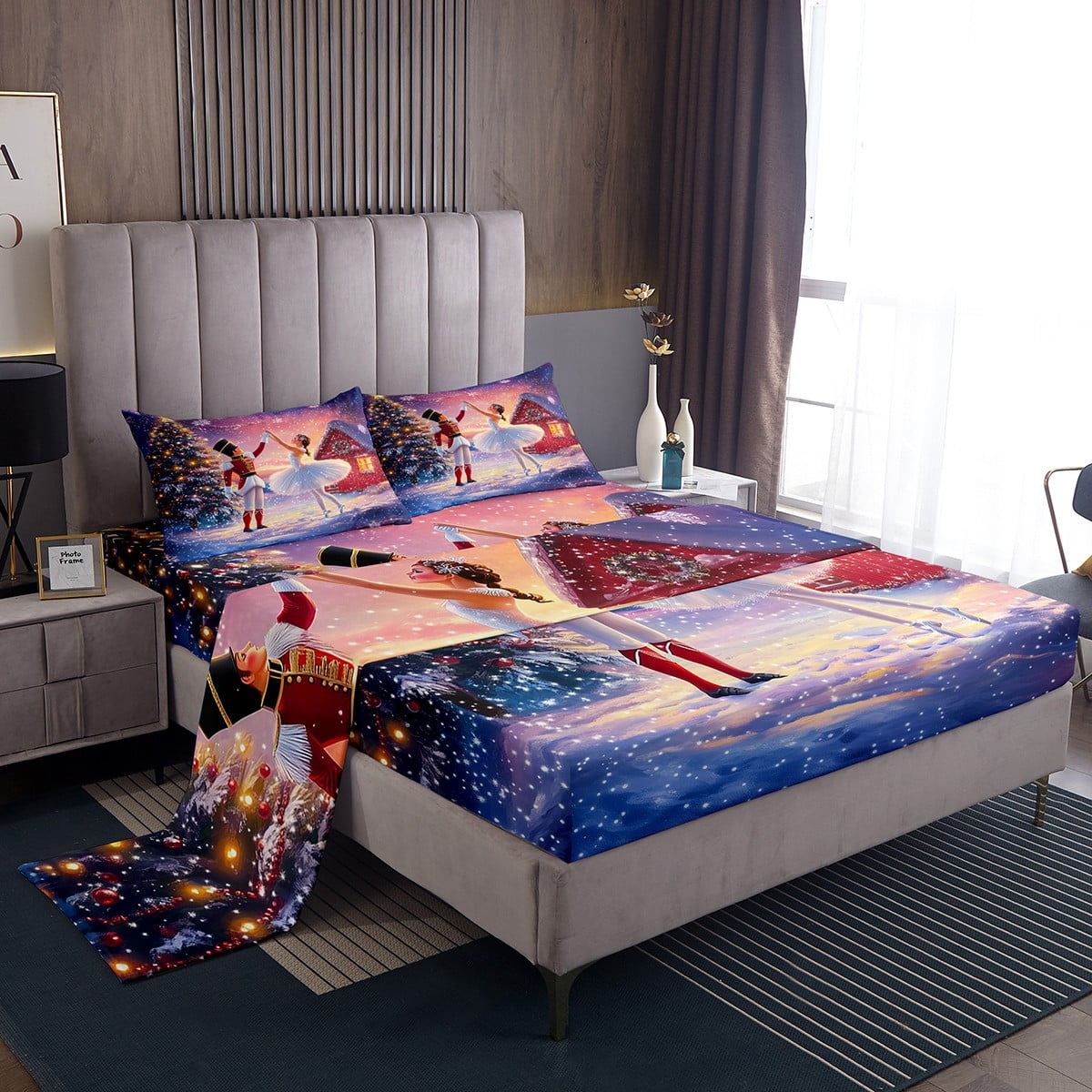 YST Christmas Nutcracker Twin Bed Sheets Set,Winter Snowflake Xmas Tree ...