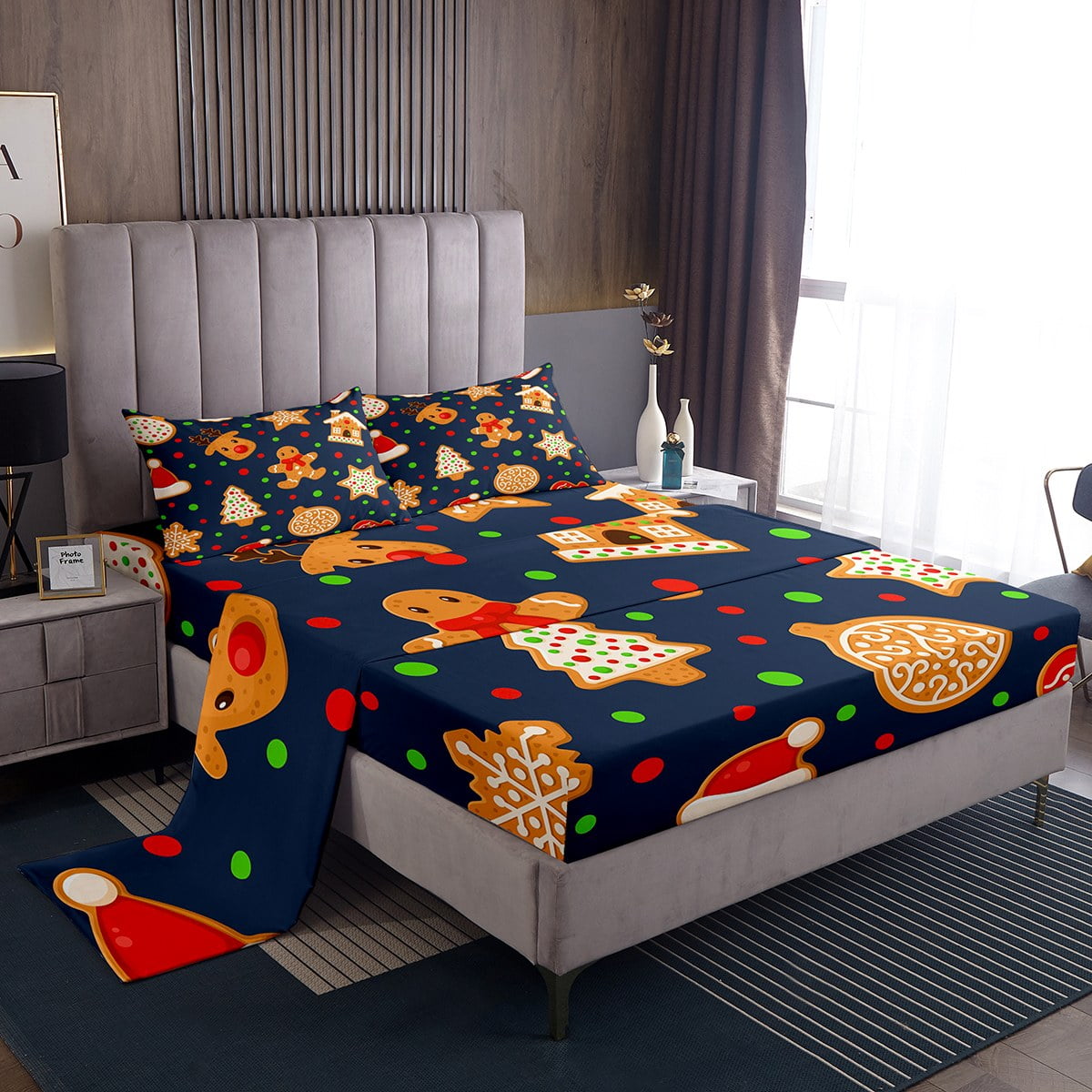 YST Christmas Sheet Set Full Size,Reindeer Christmas Tree Bed Sheets ...