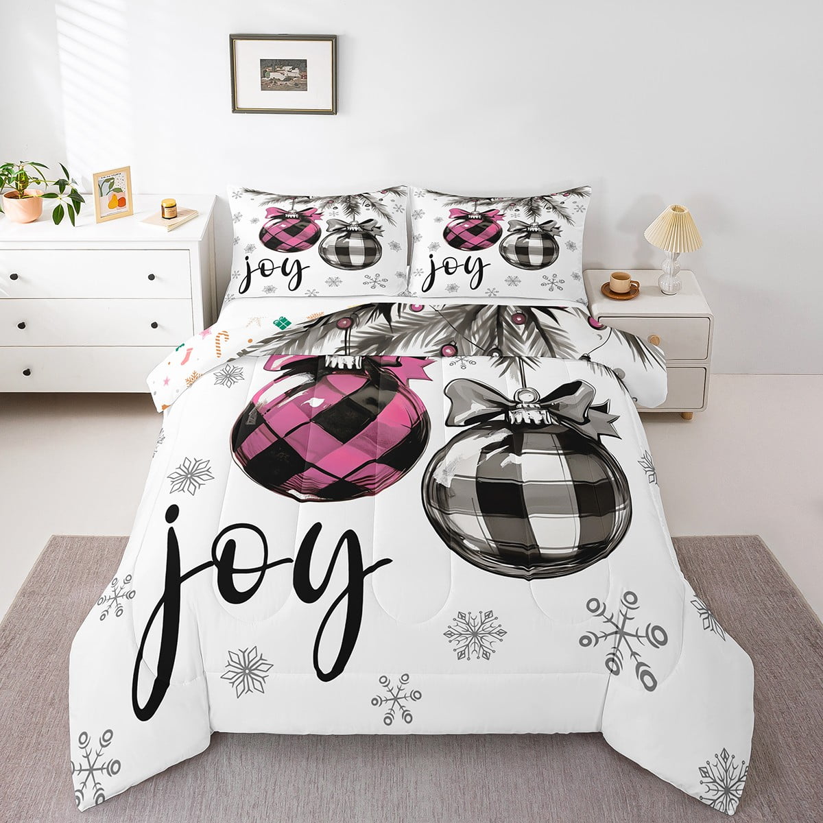 YST Christmas Snowflake Comforter Sets for Kids Boys Girls,Merry ...