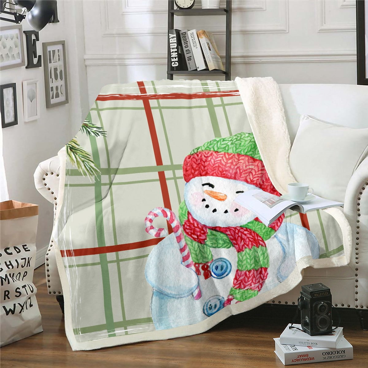 Christmas Snowman Fleece Blanket Merry Christmas Theme Fuzzy Blanket ...