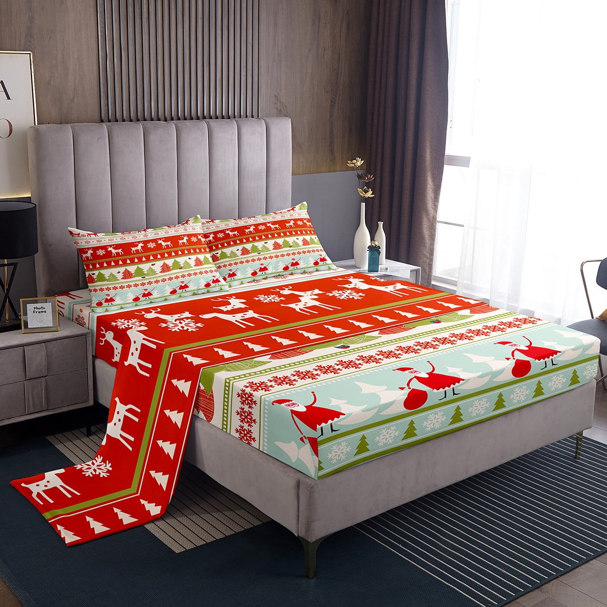 YST Christmas Theme Sheet Set Merry Christmas Tree Reindeer Pattern ...