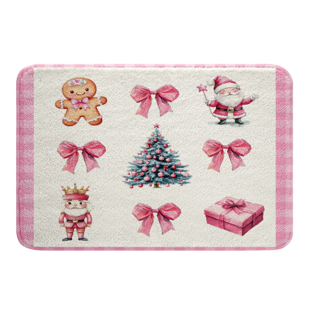 Erosebridal Christmas Tree Bathroom Rug Pink Xmas Bowknot Holiday Gift ...