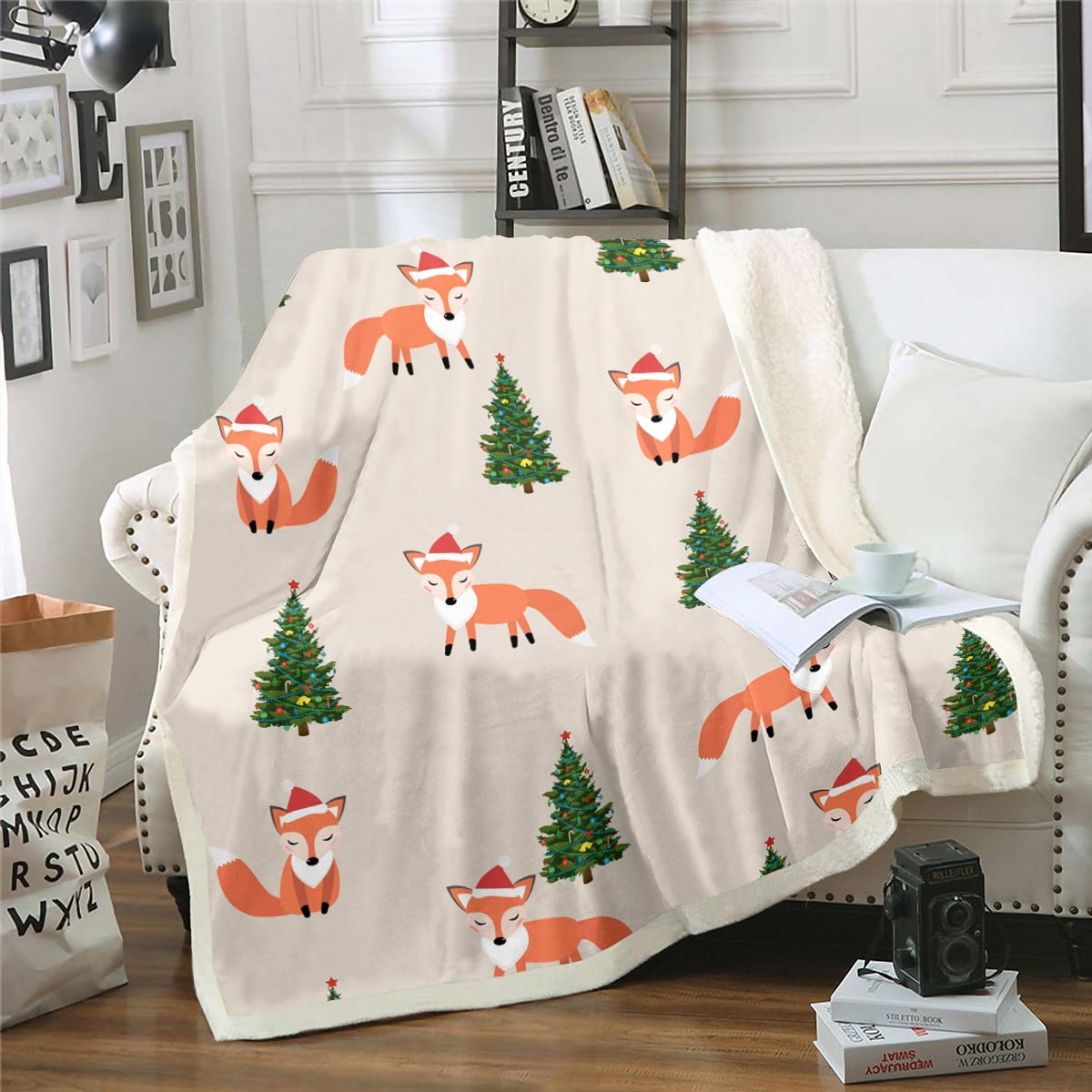 Christmas Tree Fleece Blanket Kawaii Animal Sherpa Blanket, Festival ...