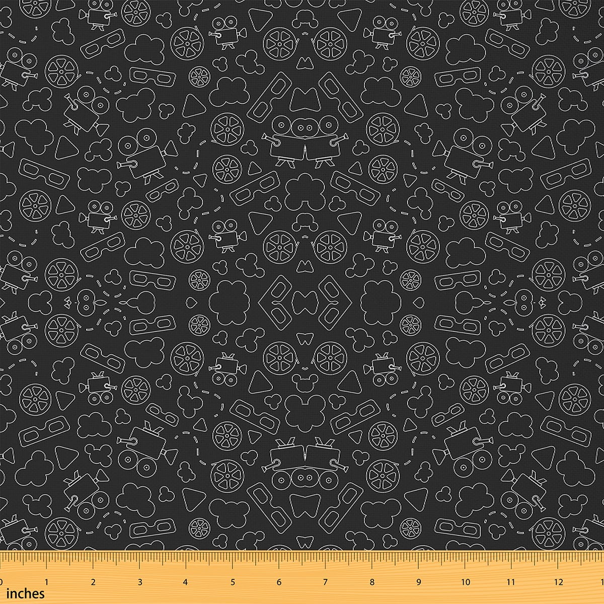 YST Cinema Fabric by The Yard,Cartoon Popcorn Cinema Ticket Decorative ...