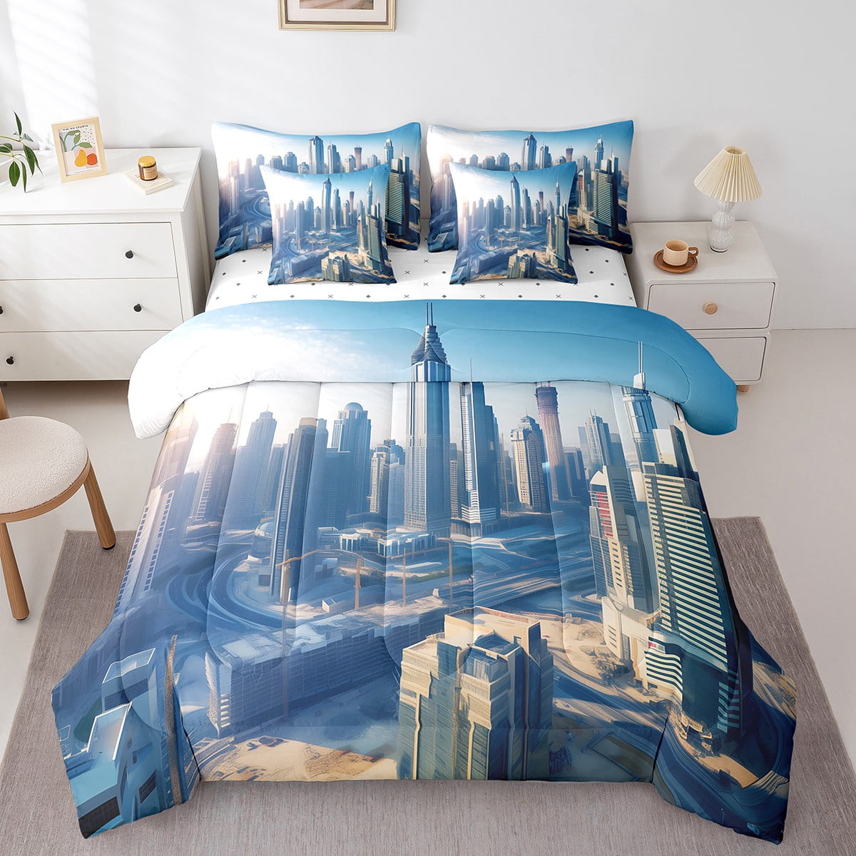 City Building Bedding Set Twin 7 Piece America Cityscape Bed In A Bag ...