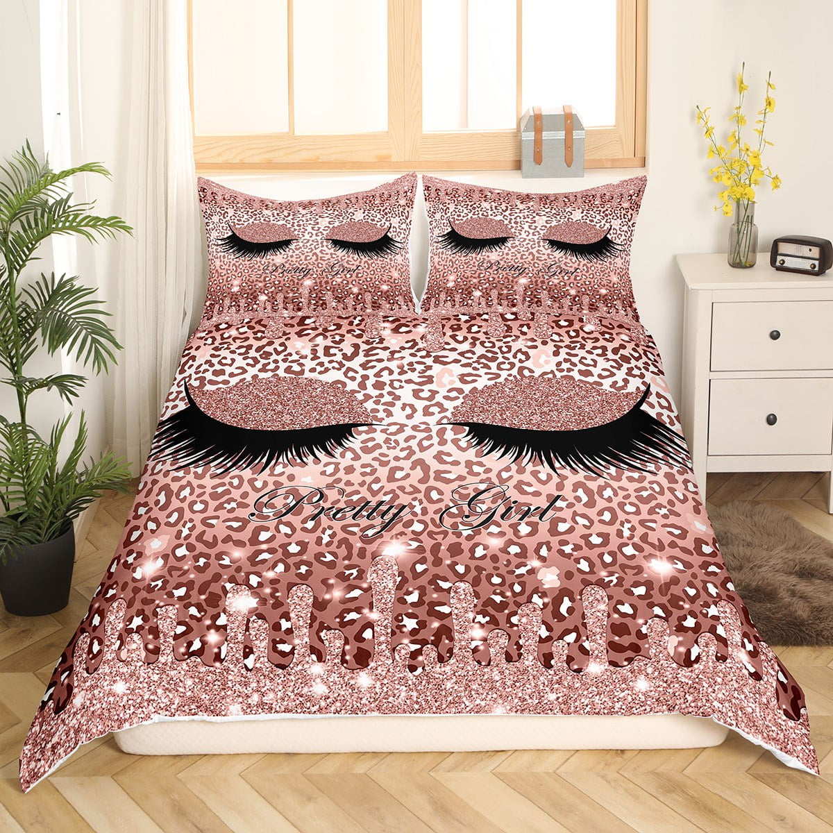 YST Claret Eyelash Bedding Sets King Ombre Cheetah Comforter Cover ...