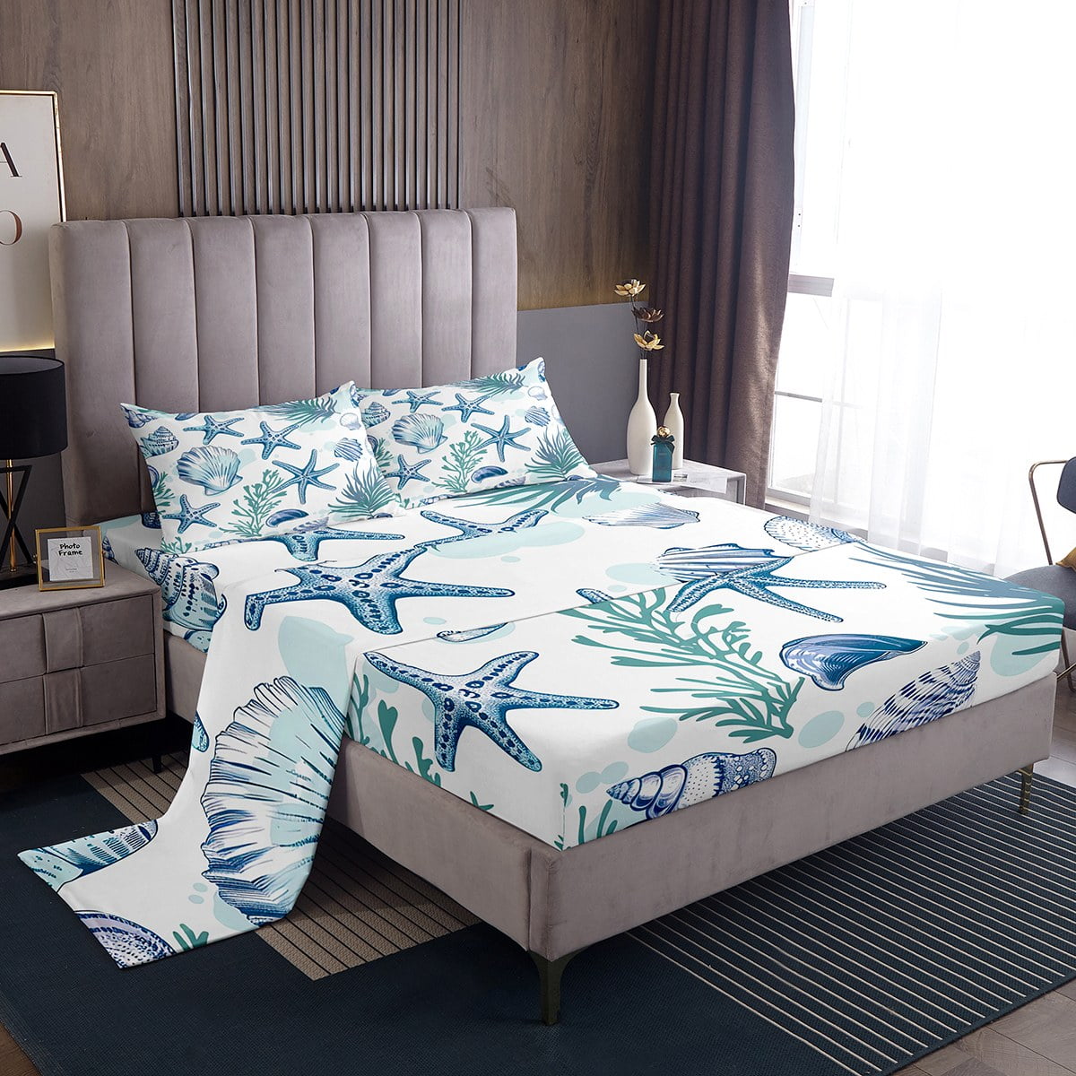 YST Coastal Bed Sheets Set Twin Nautical Beach Sheet Set For Young ...