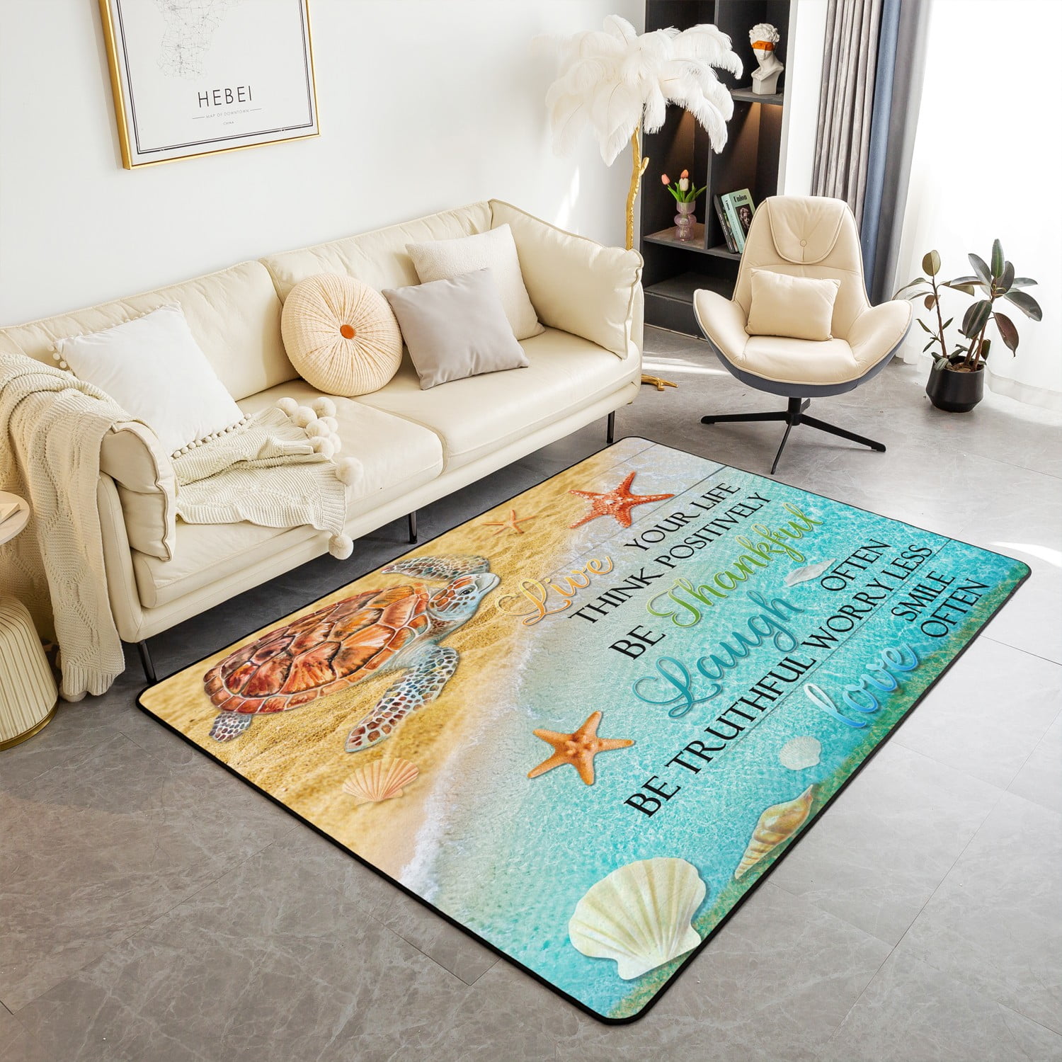 Erosebridal Coastal Sea Turtle Area Rug ,Hawaii Ocean Beach Rug 3x5 for ...