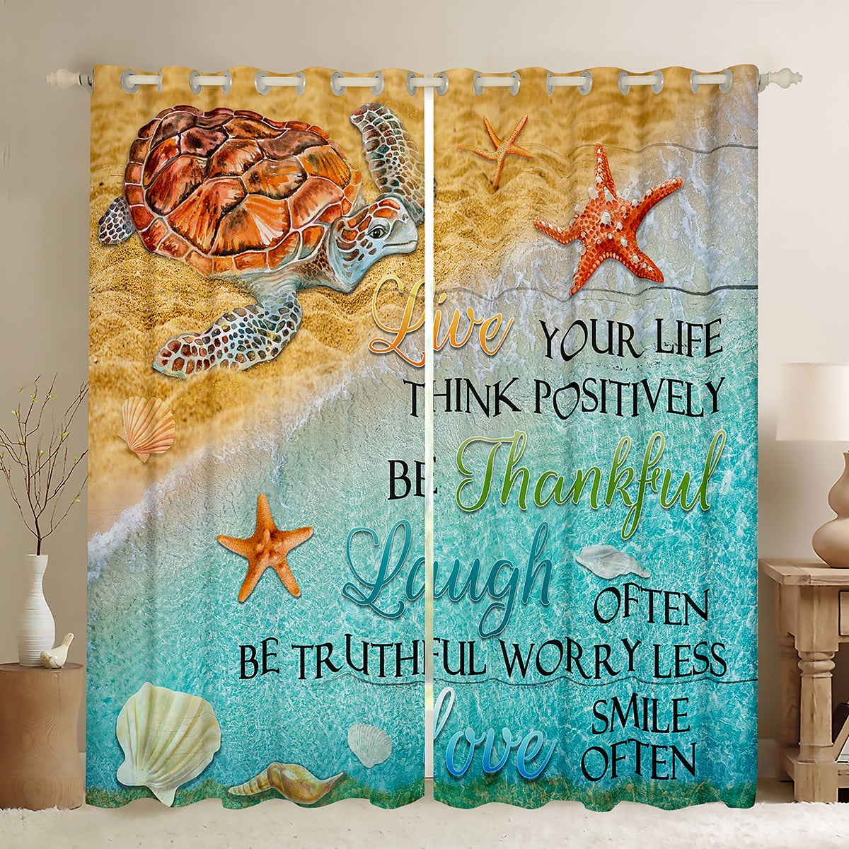 Erosebridal Coastal Sea Turtle Curtains,Hawaii Ocean Beach Blackout ...