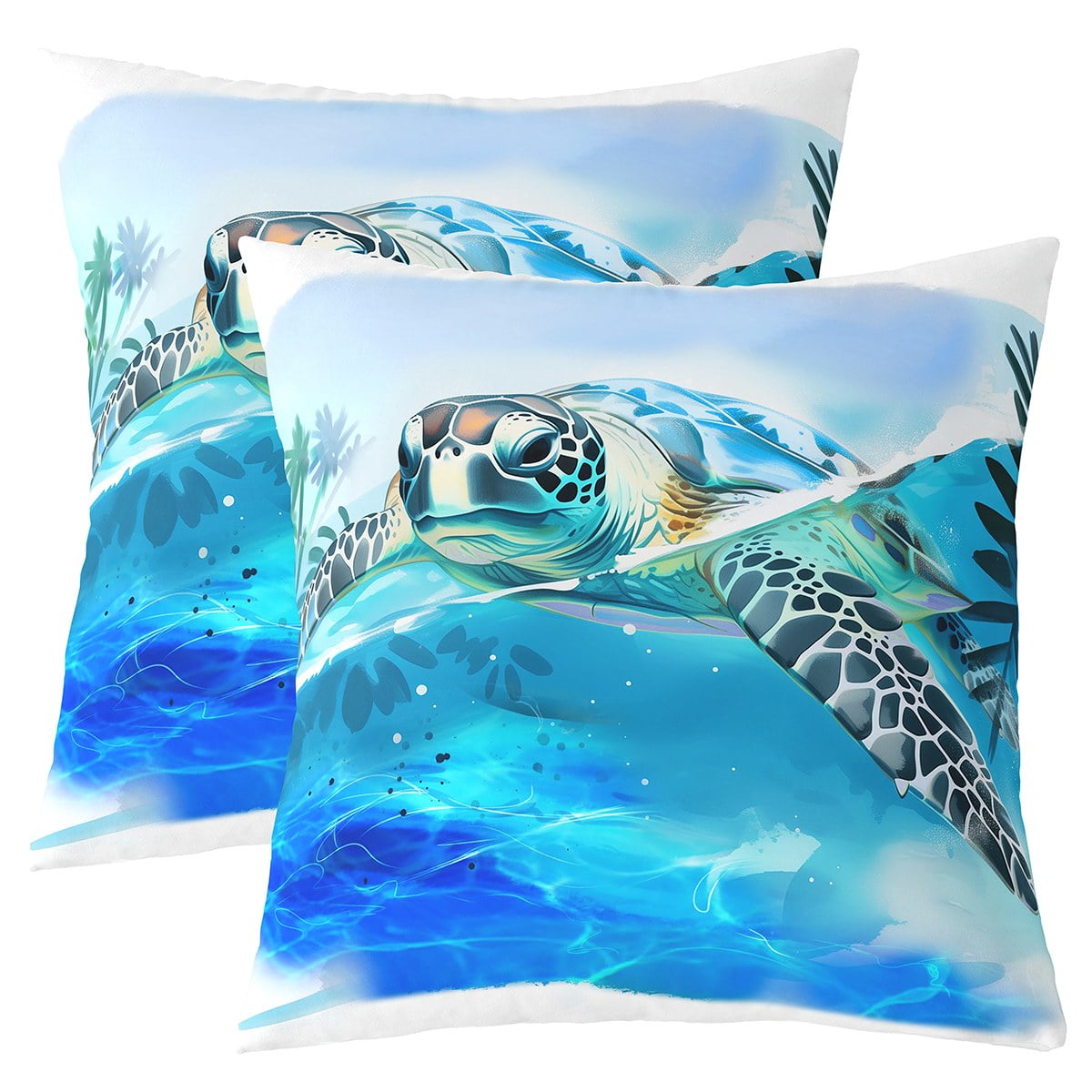 YST Coastal Turtle Throw Pillow Covers Set of 2 for Adult,Tropical ...
