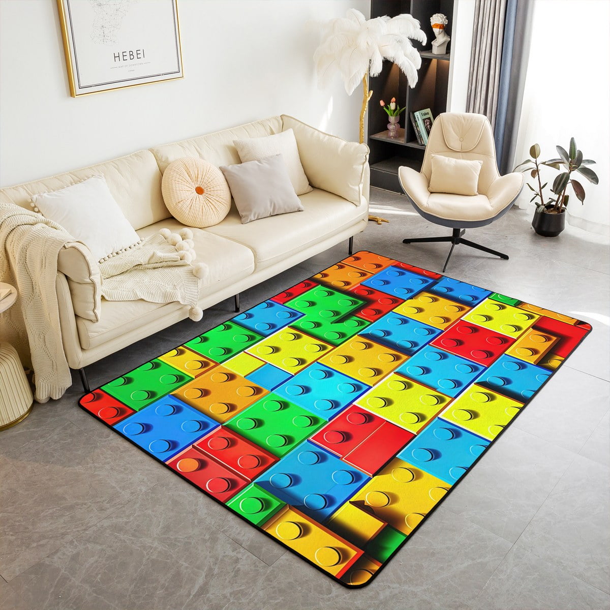 YST Colorful Area Rug 3x5, Building Blocks Rug For Boys Girls, 3D ...