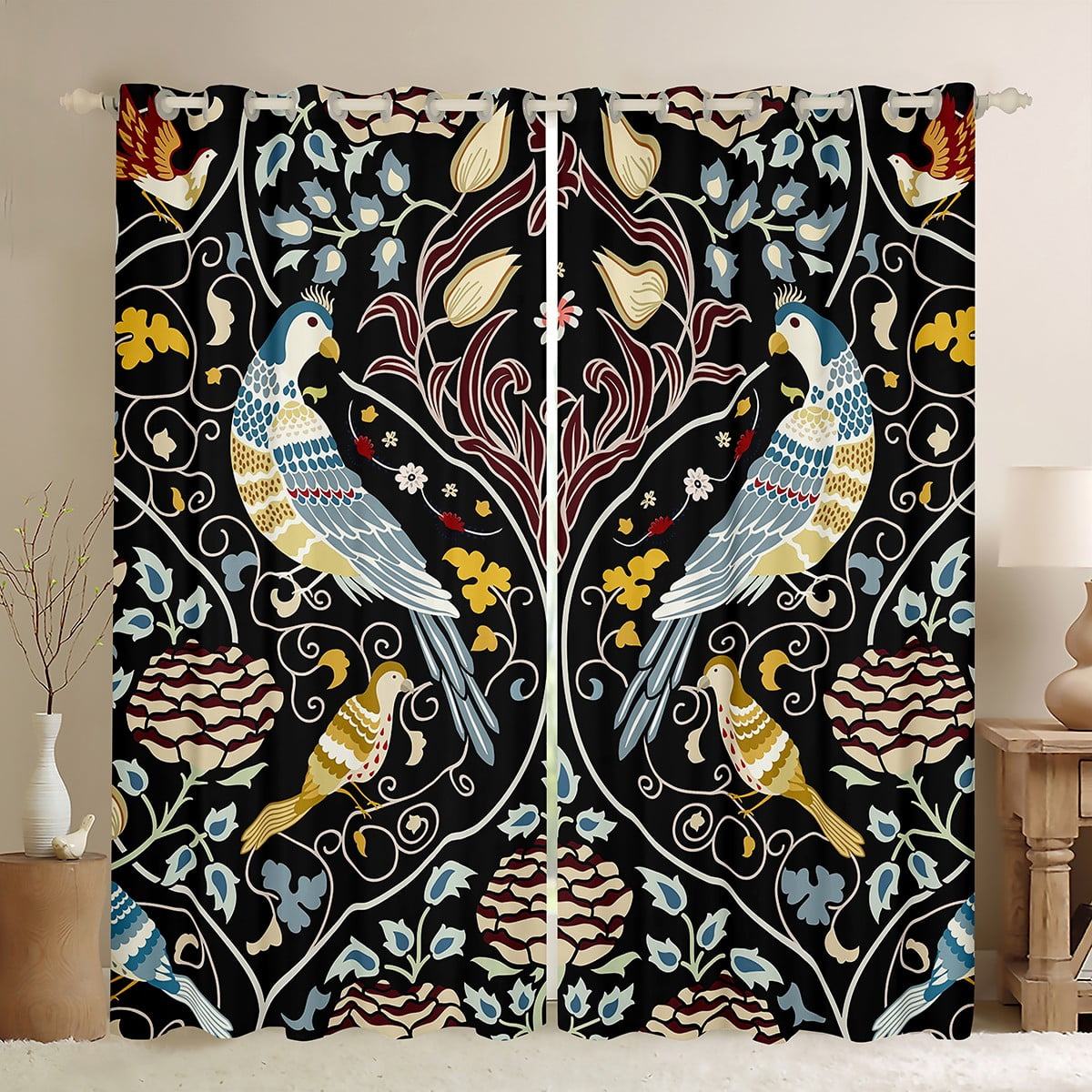YST Colorful Bird Curtains & Drapes for Women Men Exotic Style Curtains ...