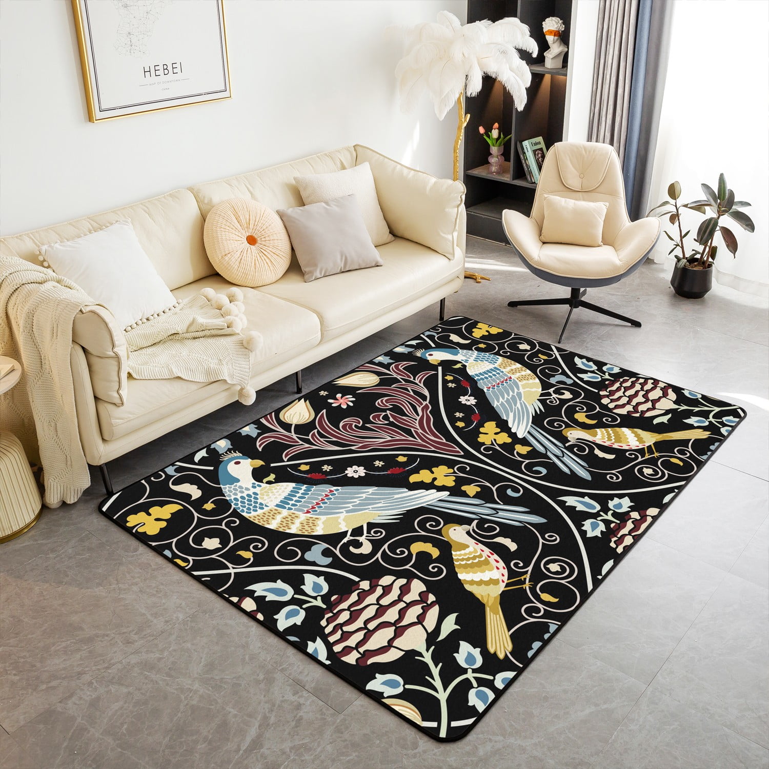 YST Colorful Bird Living Room Rug for Women Men Exotic Style Accent Rug ...