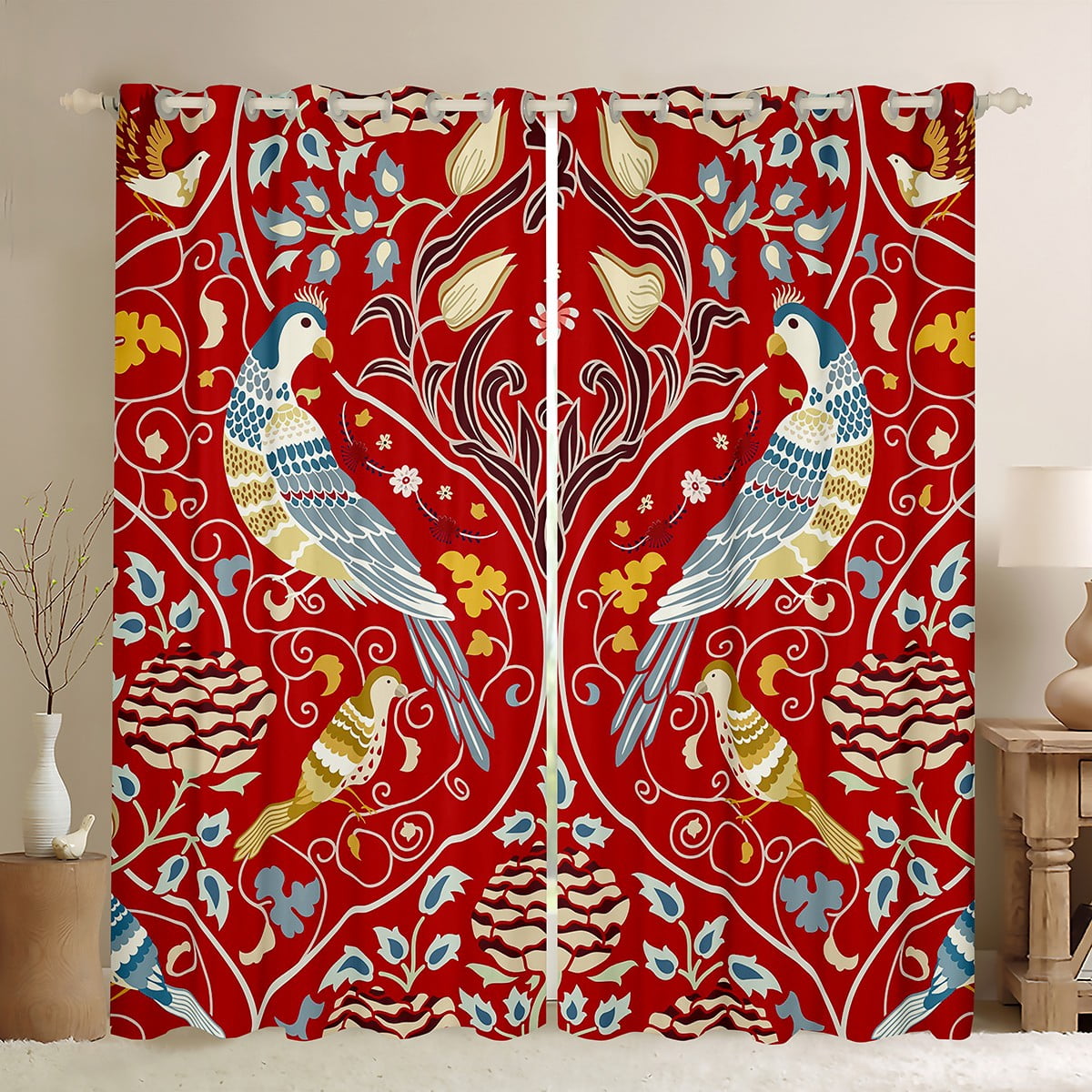Colorful Bird Window Curtains for Women Men Exotic Style Curtains ...