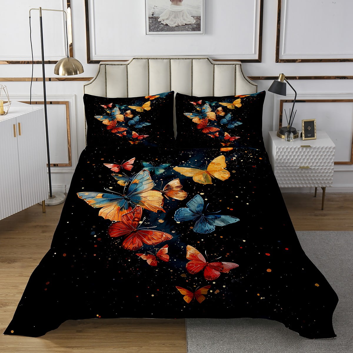 Colorful Butterfly Bedspread Set Watercolor Butterflies Bedspread Set ...