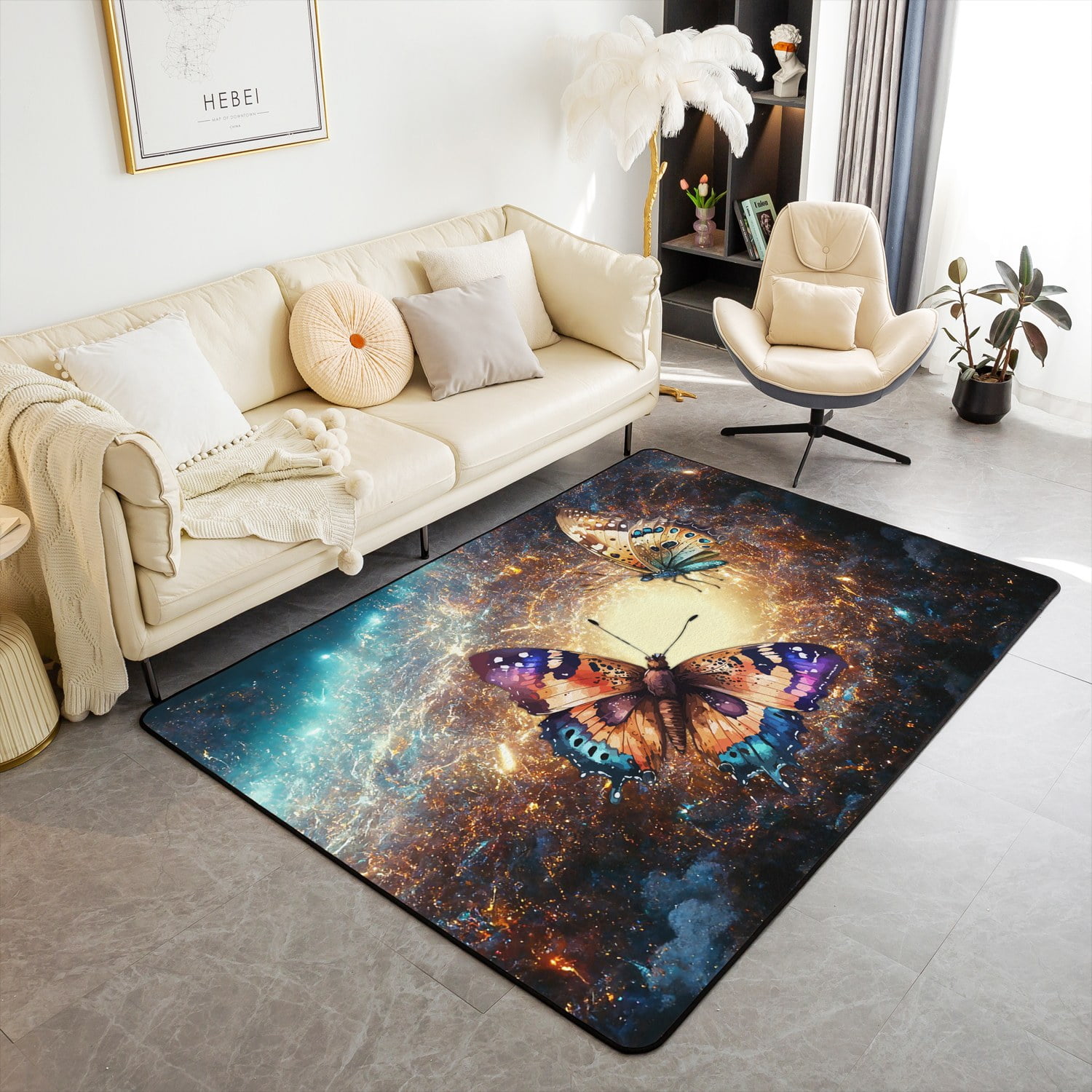 Erosebridal Colorful Butterfly Rug Women,Universe Outer Space Area Rug ...