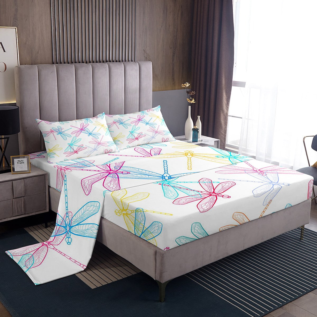 Colorful Dragonfly Bed Set Cute Animal Bed Sheets Set, Pink Teal Purple ...
