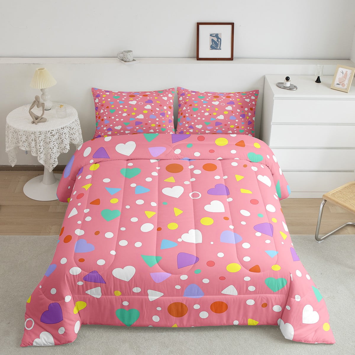 YST Colorful Geometry Comforter Set Abstract Geometric Bedding Full ...