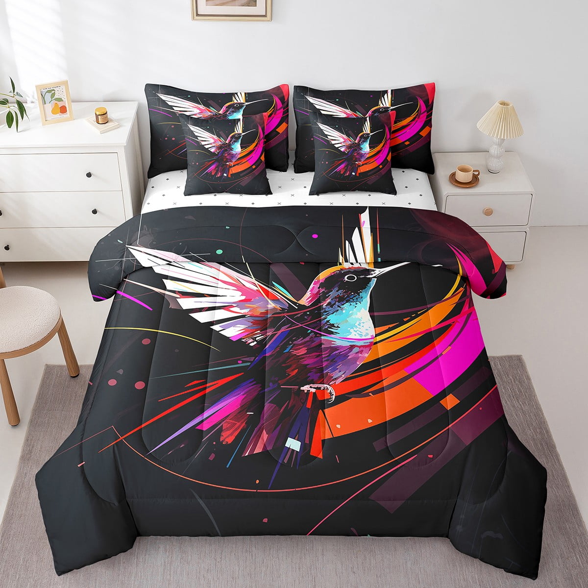 YST Colorful Hummingbird King Size Comforter Set 7pcs Cute Wild Animal ...
