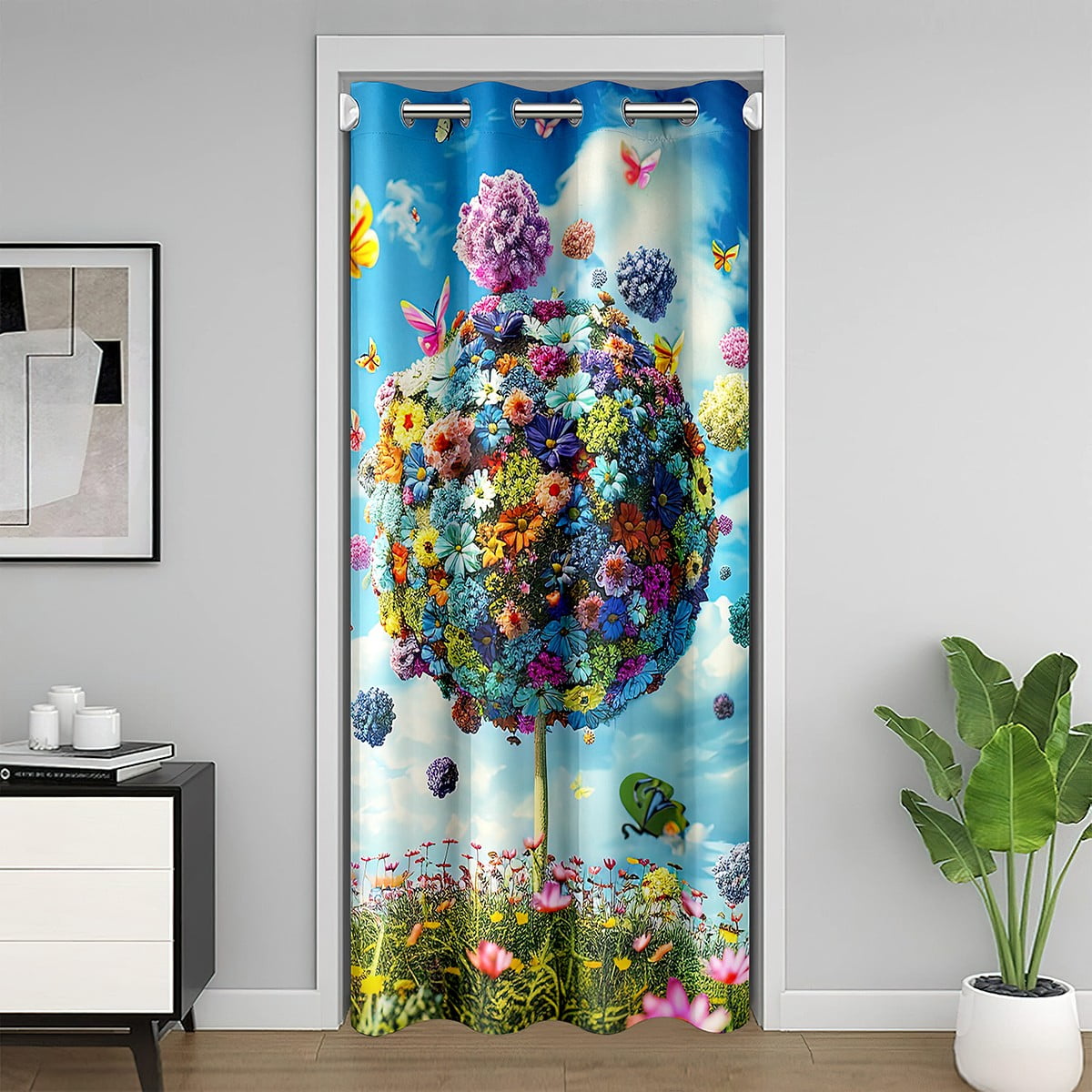YST Colorful Hydrangea Door Curtain For Doorway Privacy,Flying ...
