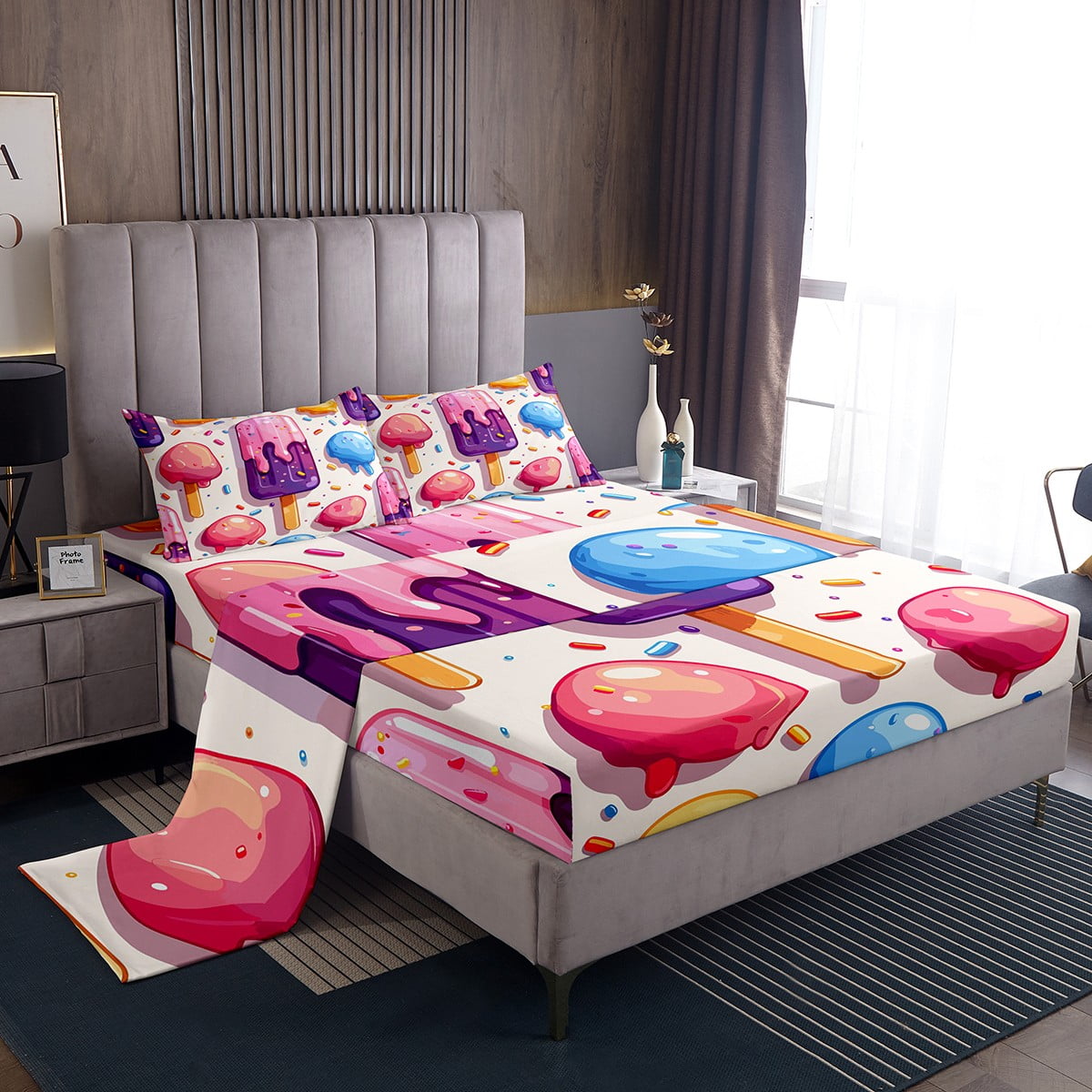 YST Colorful Popsicle Twin Bed Sheets Set for Kids Girls Boys,Cute ...