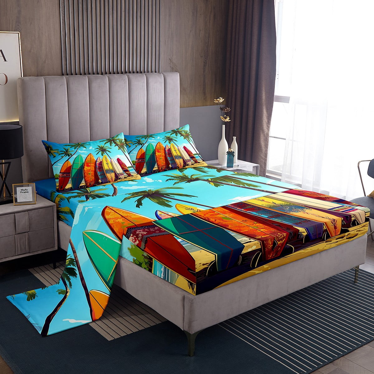 Erosebridal Colorful Surfboard Sheet Set King Teens Summer Hawaiian ...