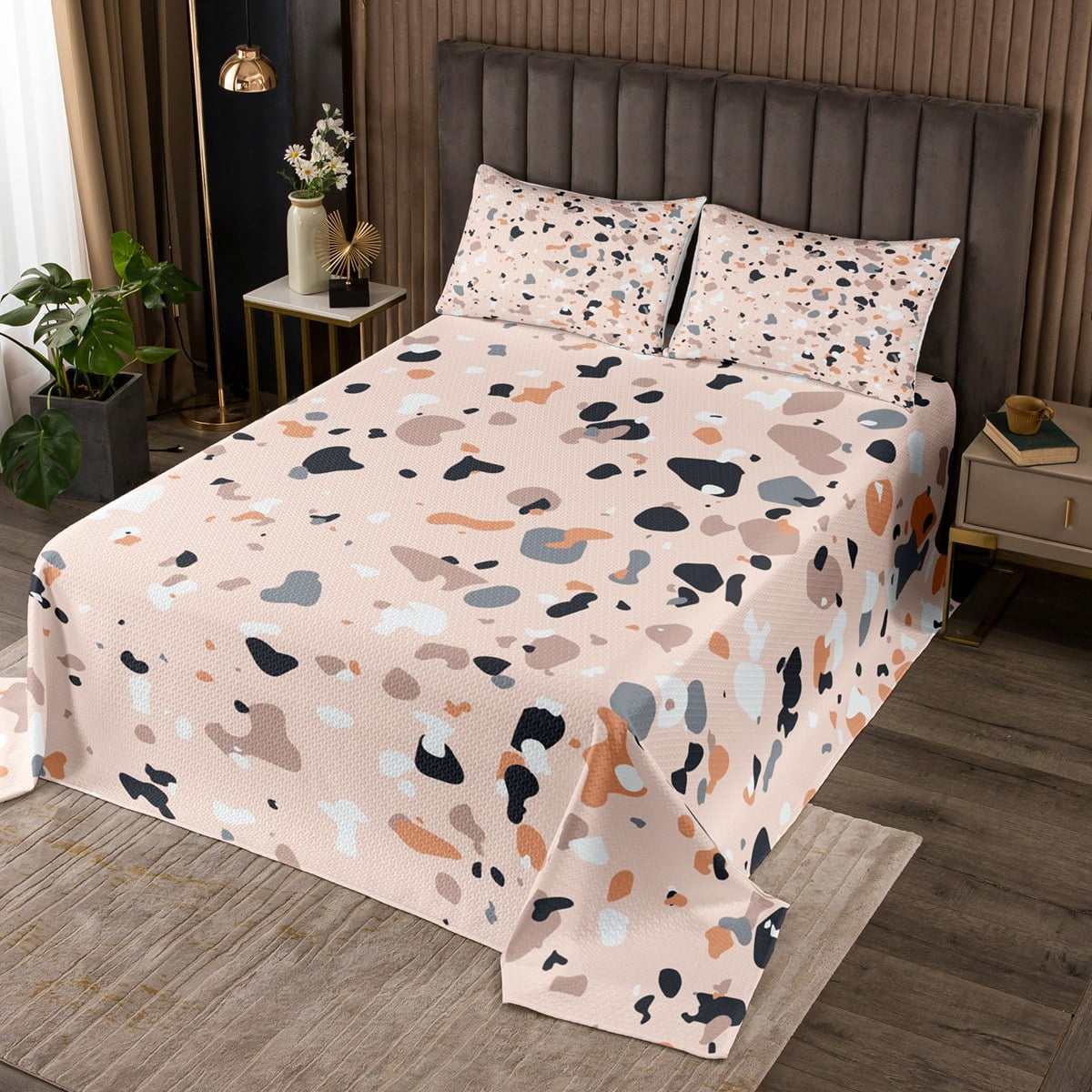 YST Colorful Watercolor Twin Quilt Set Geometric Stone Coverlet Set ...