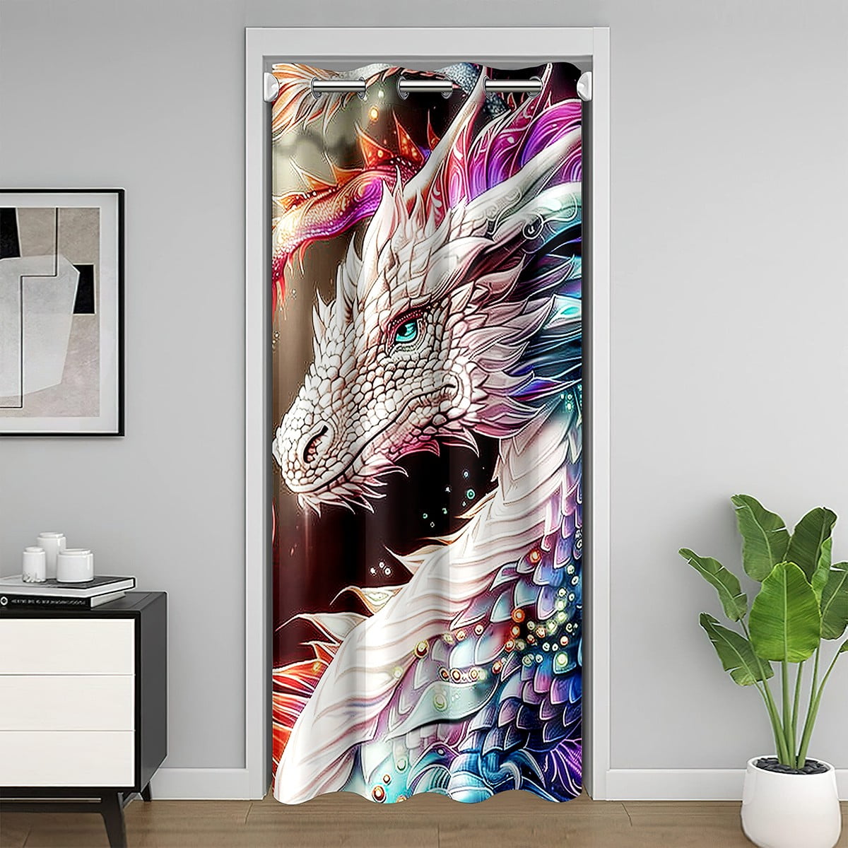 Colourful Dragon Door Curtain for Doorways,Vintage Gothic Insulated ...