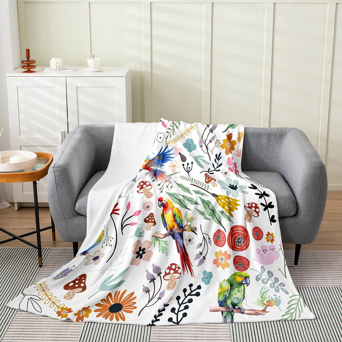 Colourful Parrot Blanket ,Watercolor Woodland Animal Throw Blanket ...