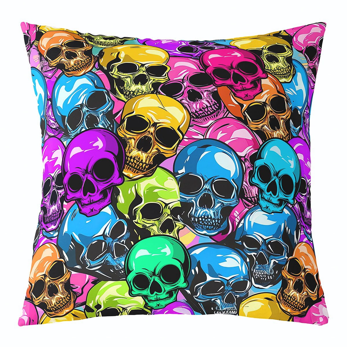Colourful Skull Throw Pillow Covers Pack of 4 20x20 Inch,Gothic Skull ...