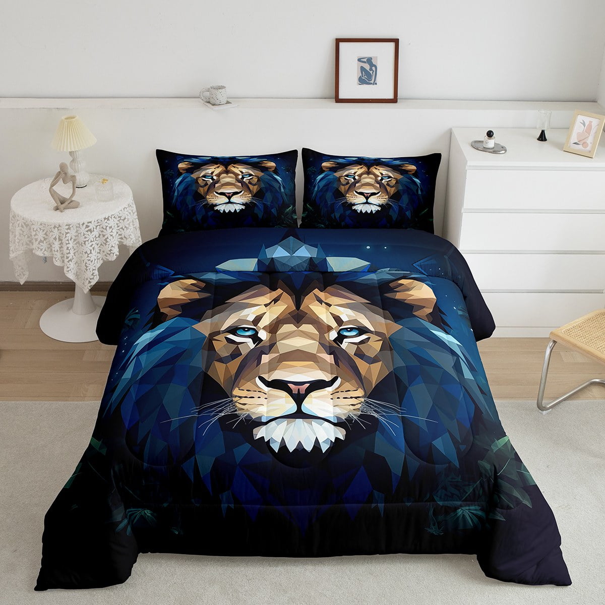 Comforter Set Queen Size, Wild Lion Animal Bedding 3D Animal Theme ...
