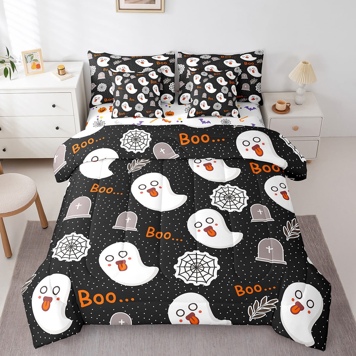 Comforters Twin Size Set with Sheets Halloween Bed Sets ,7 Pieces Bed ...