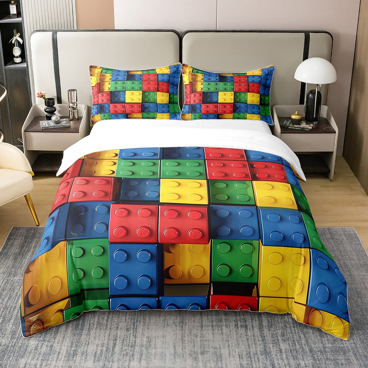 Erosebridal Construction 100% Cotton Duvet Cover Full, 3D Building ...