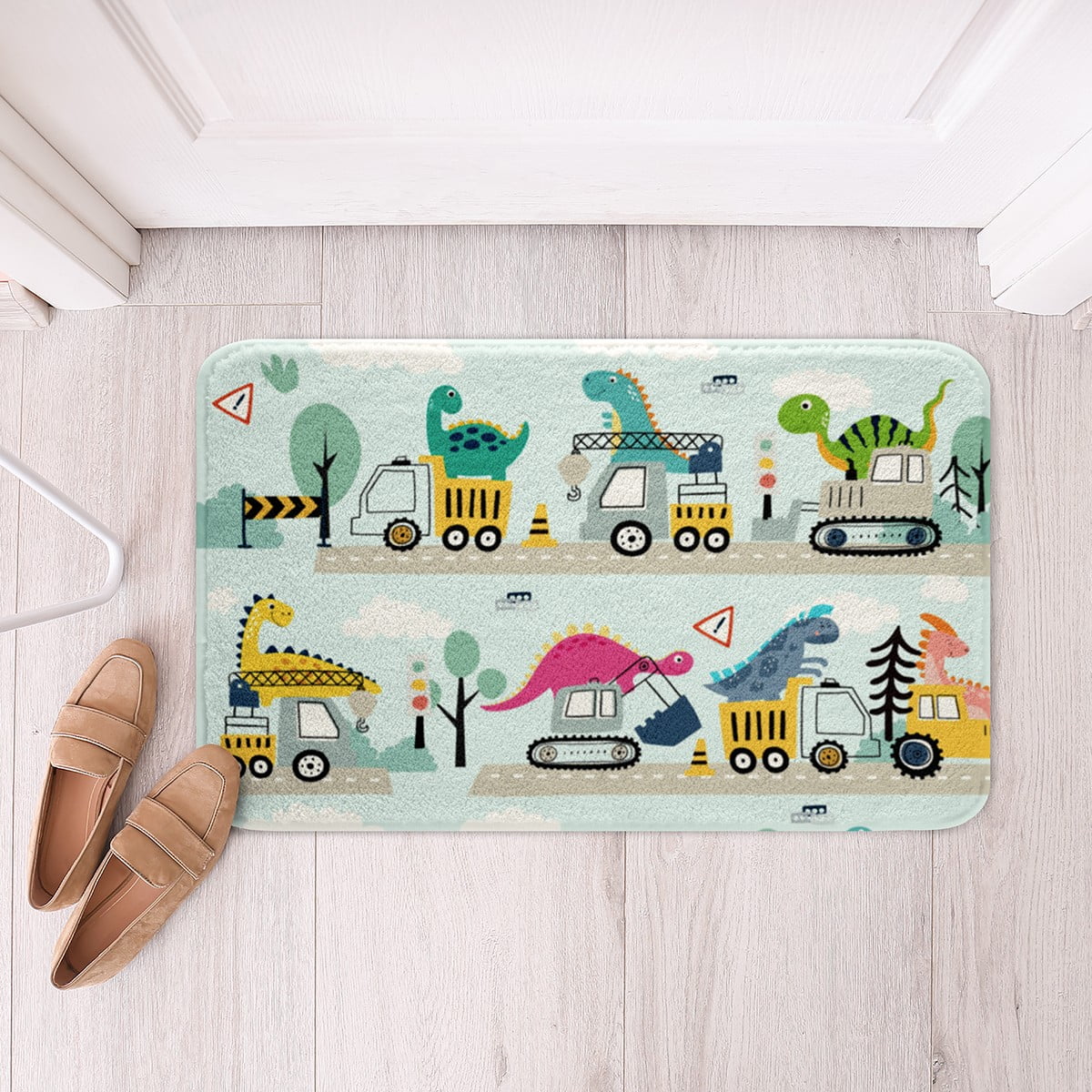 YST Construction Bath Rugs Cute Dinosaur Bathroom Rugs for Boys Girls ...