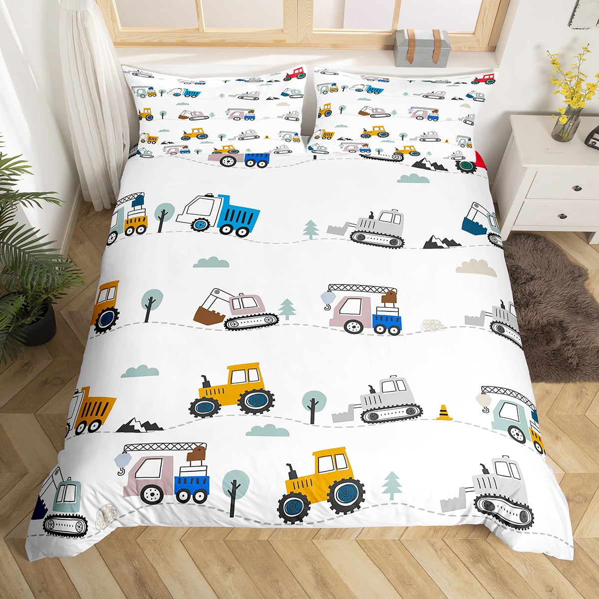 Erosebridal Construction Bedding Set Truck Duvet Cover Queen Bedroom ...