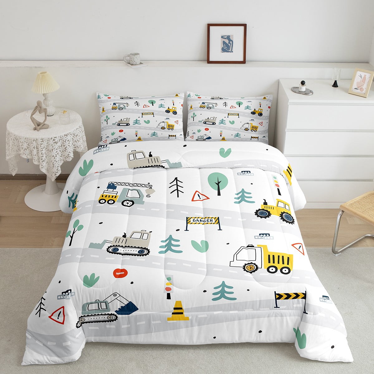 YST Construction Bedding Set Full Tractor Comforter Set Truck Room ...