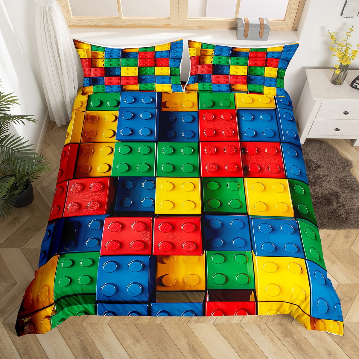 Erosebridal Construction Duvet Cover Twin, 3D Building Blocks Bedding ...
