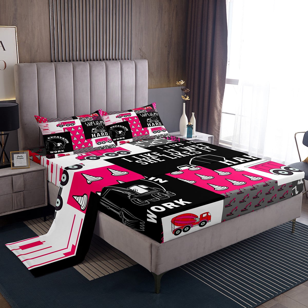 YST Construction Truck Bed Sheets Set Construction Car Girls Sheet Set ...