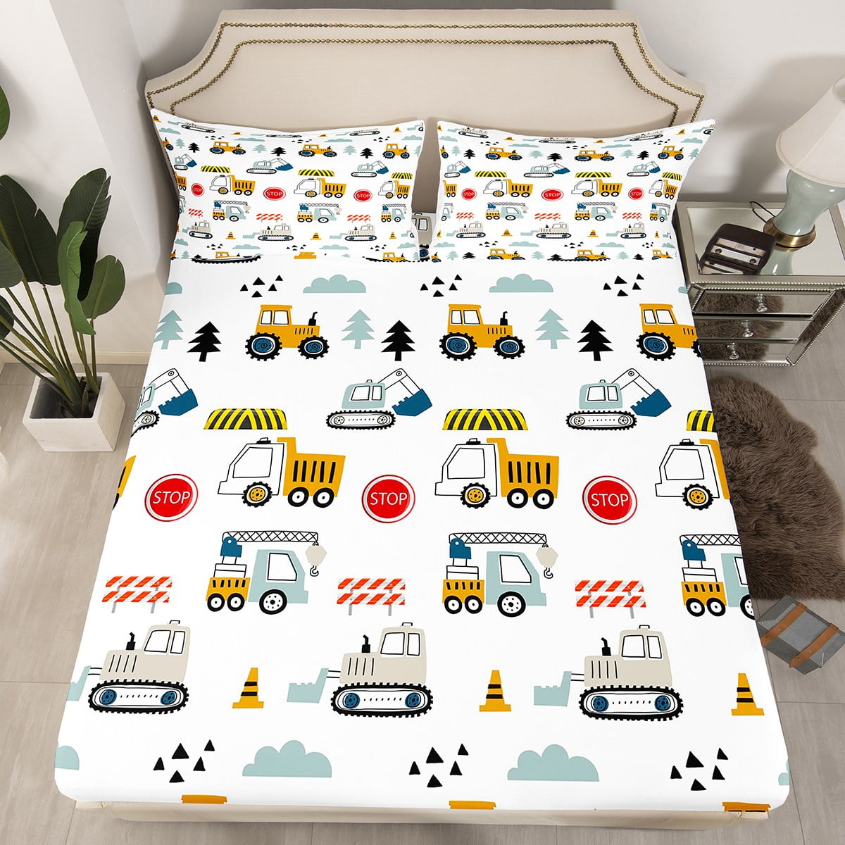 Erosebridal Construction Truck Bed Sheets Full Tractor Fitted Sheet ...