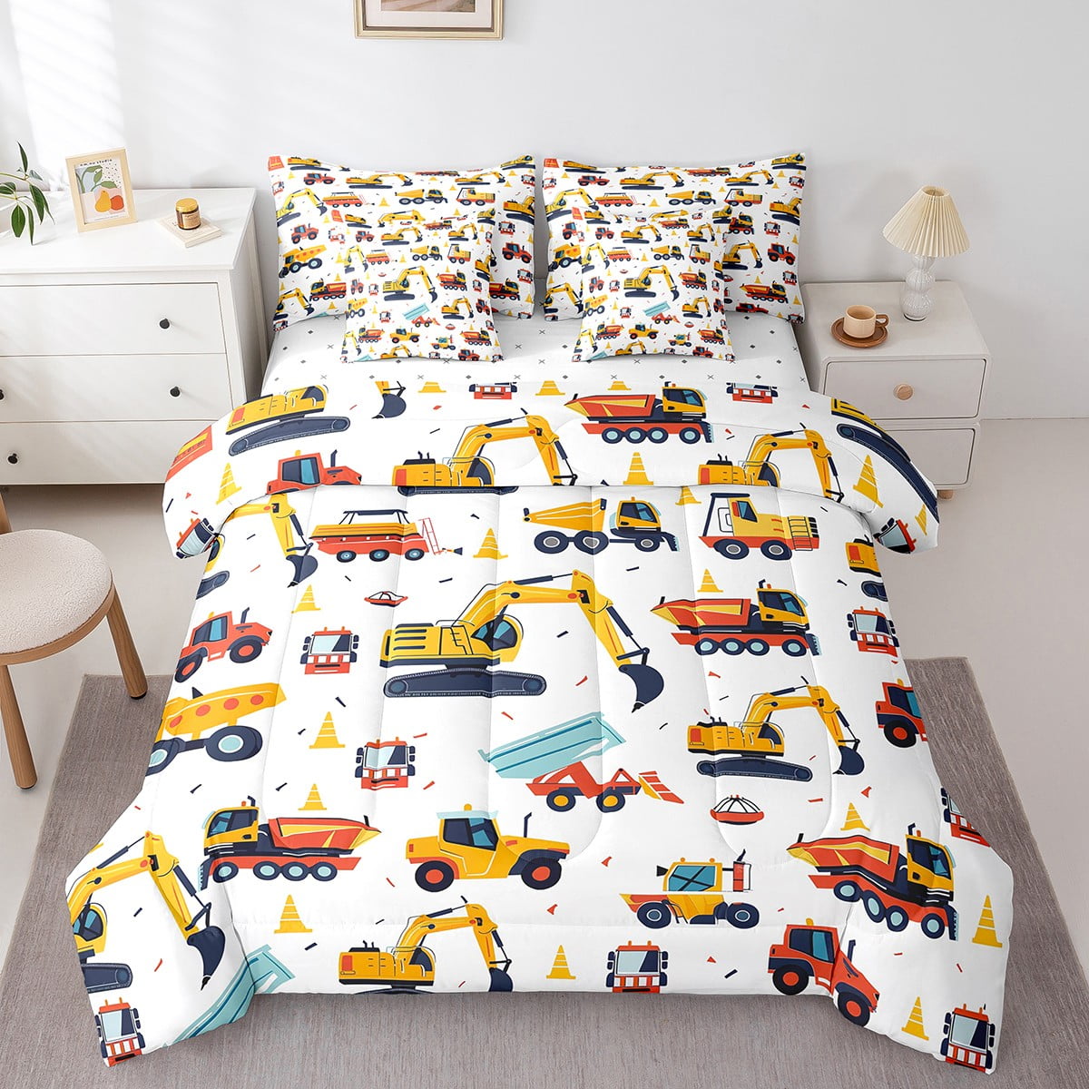 YST Construction Truck Bedding Full Size 7pcs Engineering Tractor Bed ...
