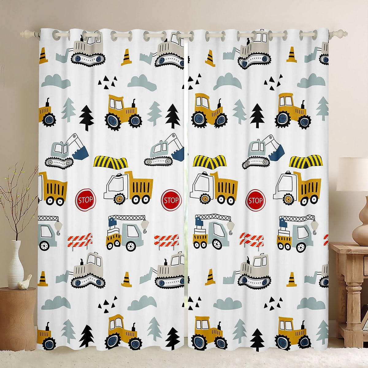 Construction Truck Curtains 30%-50% Blackout Tractor Curtains ...