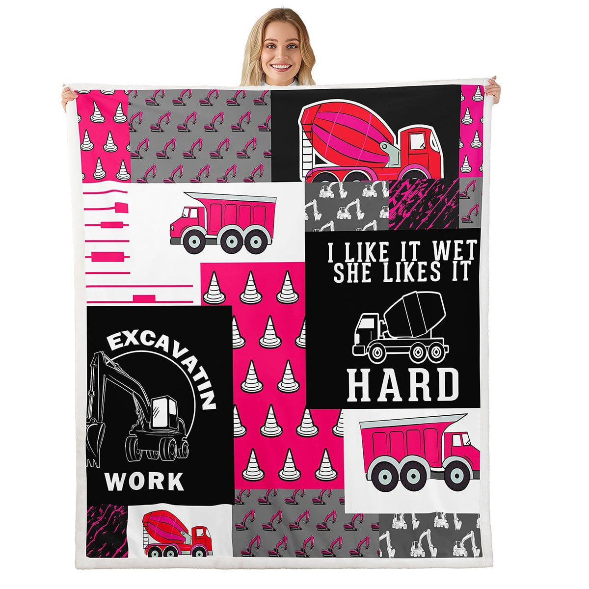 Construction Truck Fuzzy Blanket Construction Car Fleece Blanket Throw ...