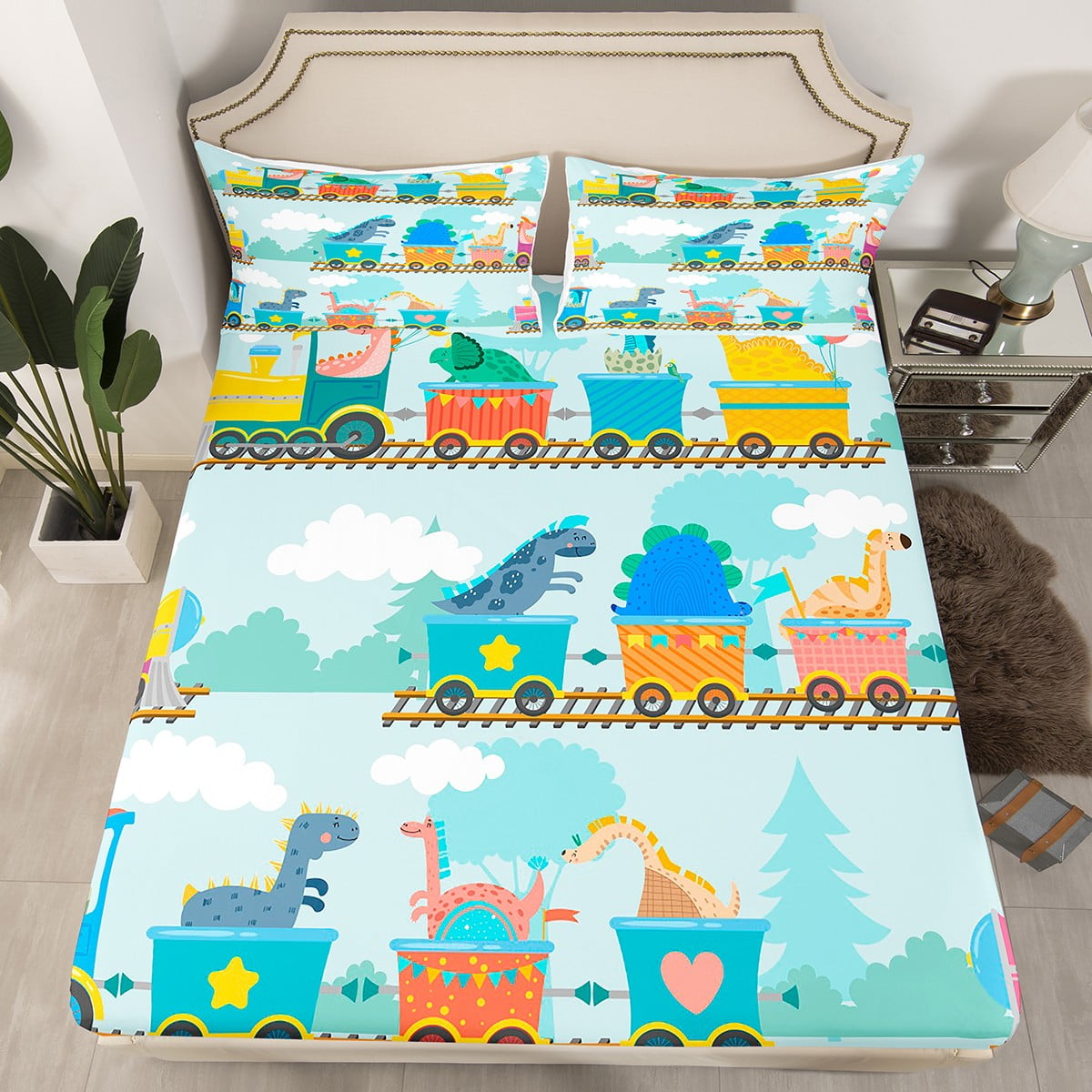 YST Construction Vehicles Bed Sheets Toddler Tractor Fitted Sheet Twin ...