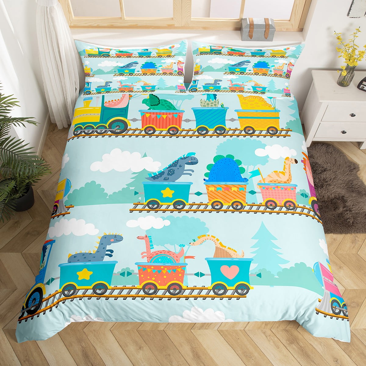 YST Construction Vehicles Comforter Cover Toddler Tractor Bed Set ...